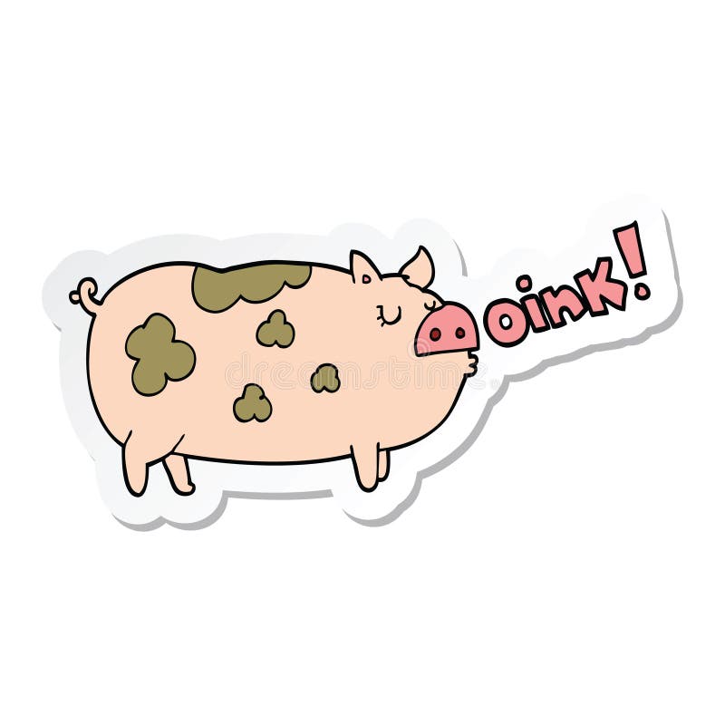 Sticker of a Cartoon Oinking Pig Stock Vector - Illustration of doodle ...