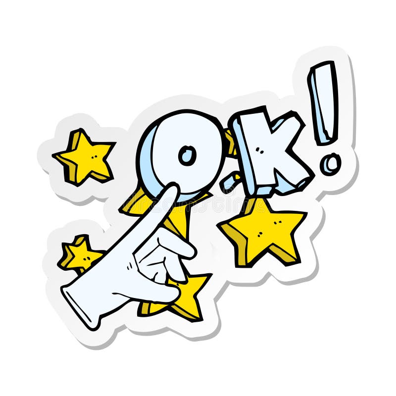 Sticker of a Cartoon Ok Symbol Stock Vector - Illustration of quirky ...