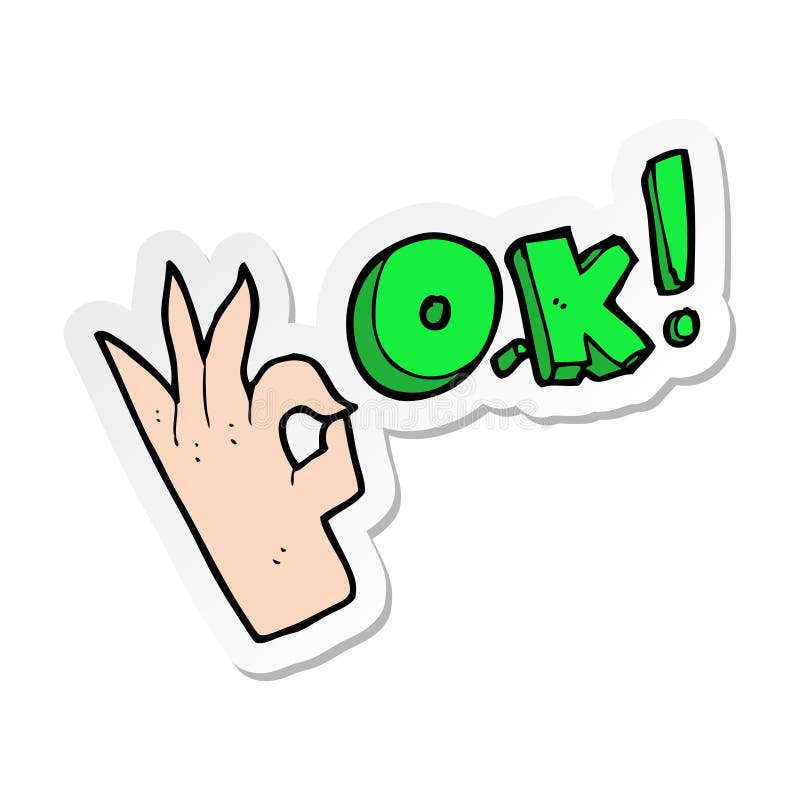 Sticker of a Cartoon Ok Symbol Stock Vector - Illustration of character ...