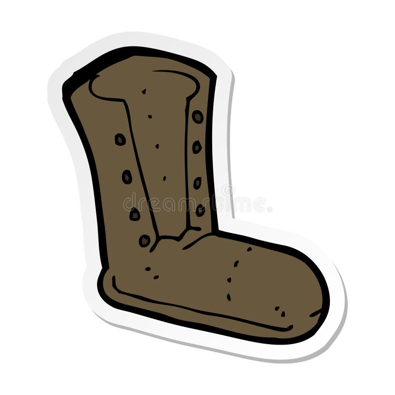 Sticker Old Leather Boot Cartoon Character Cheerful Clip Stock ...