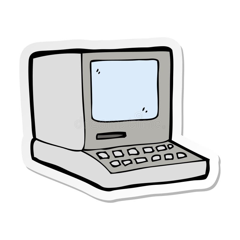 Sticker of a Cartoon Old Computer Stock Vector - Illustration of ...