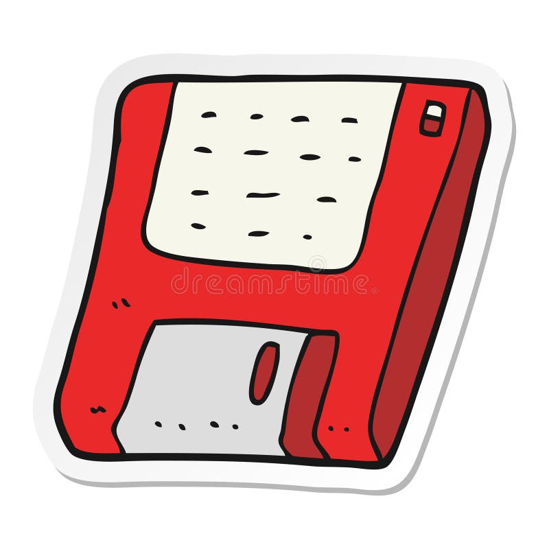 Sticker of a Cartoon Old Computer Disk Stock Vector - Illustration of ...