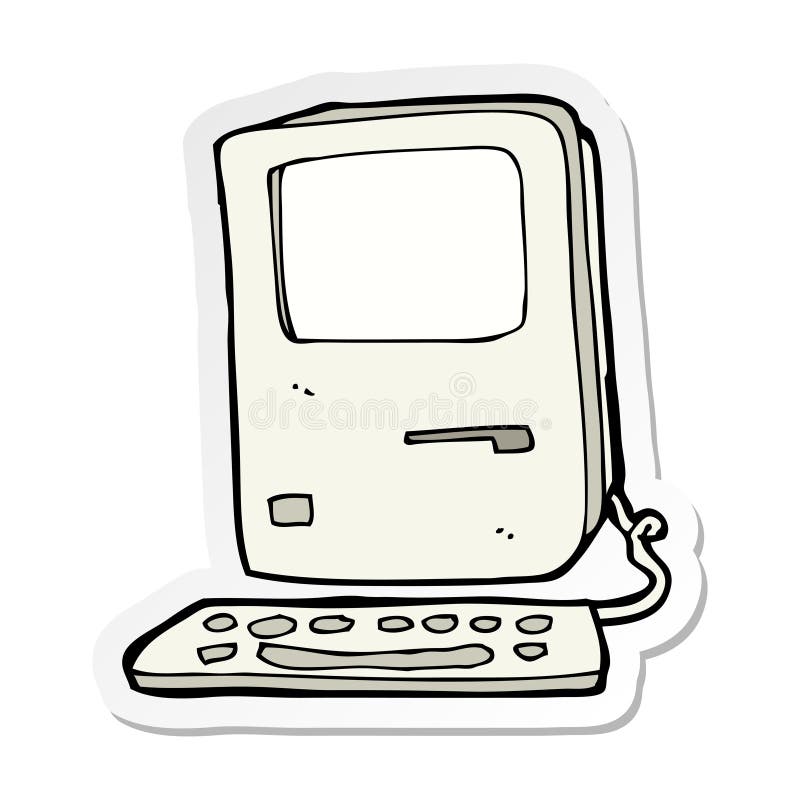 Sticker of a Cartoon Old Computer Stock Vector - Illustration of ...