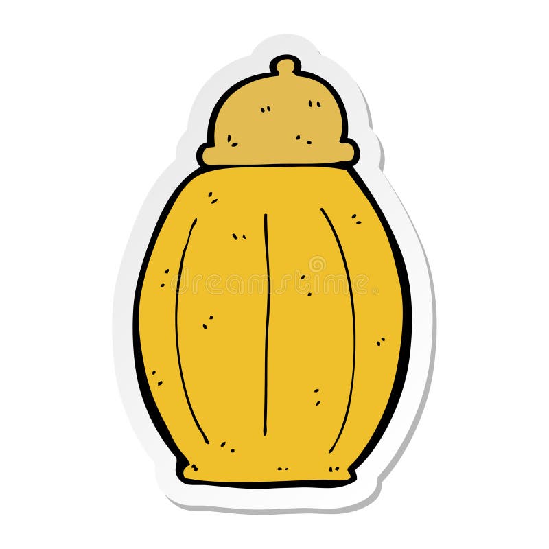 Sticker of a Cartoon Old Jar Stock Vector - Illustration of symbol ...