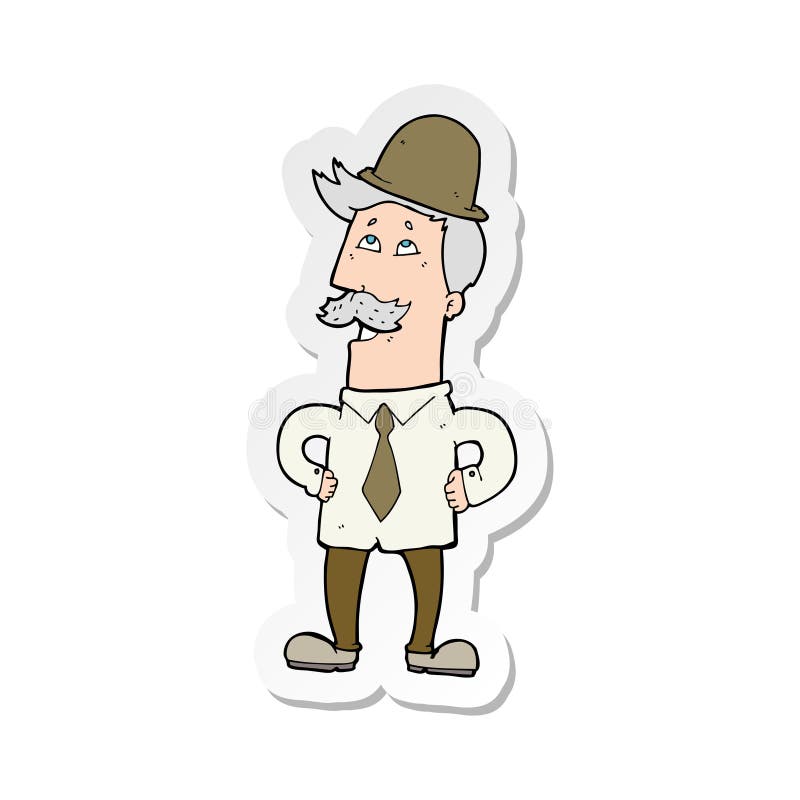 Sticker of a Cartoon Old Man Stock Vector - Illustration of sign, retro ...