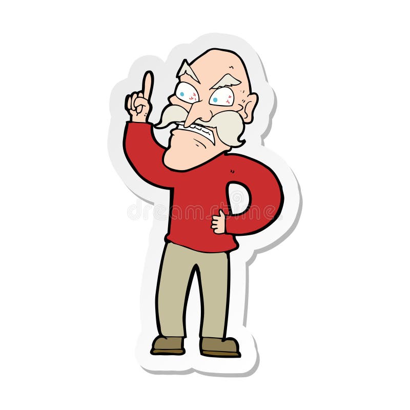 Sticker of a Cartoon Old Man Laying Down Rules Stock Vector ...