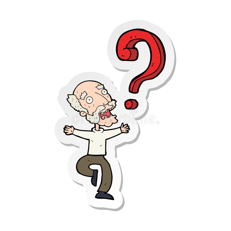 Sticker of a Cartoon Old Man with Question Stock Vector - Illustration ...