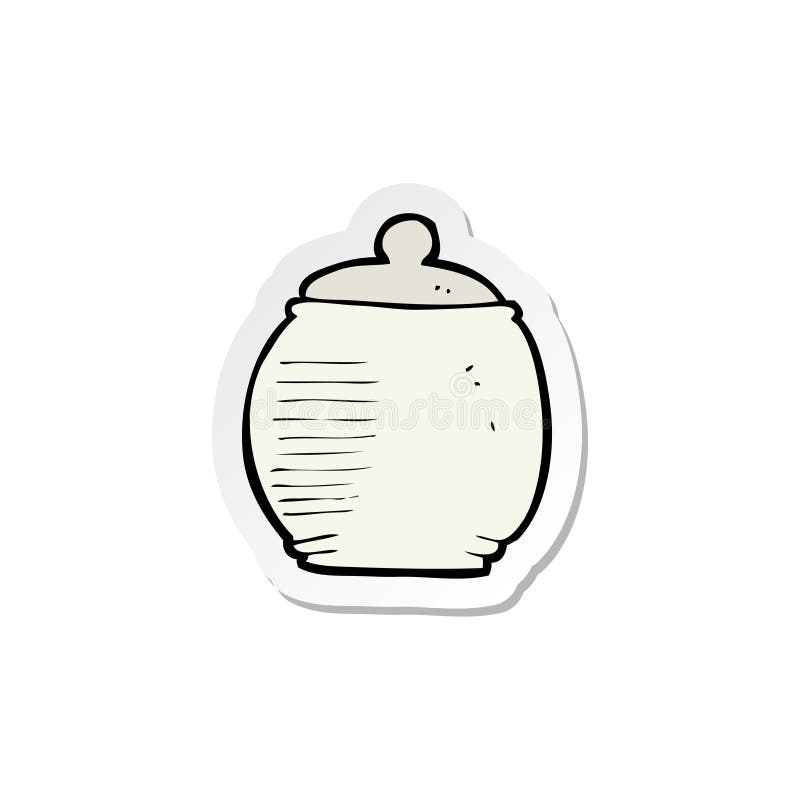 Sticker of a Cartoon Old Pot Stock Vector - Illustration of sign ...