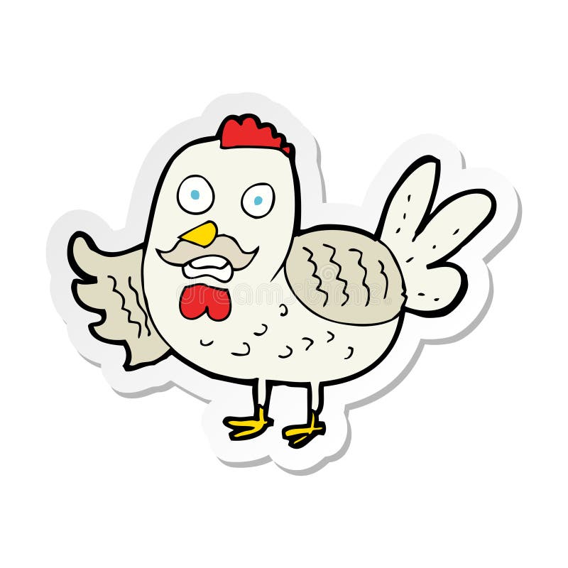 Sticker of a Cartoon Old Rooster Stock Vector - Illustration of sign ...