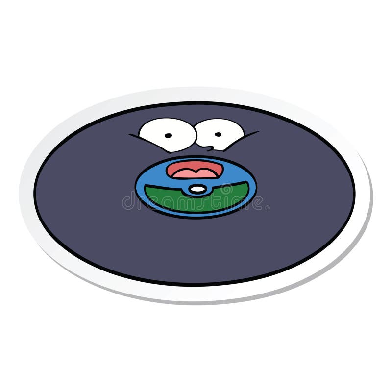 Sticker of a Cartoon Old Vinyl Record Stock Vector - Illustration of ...