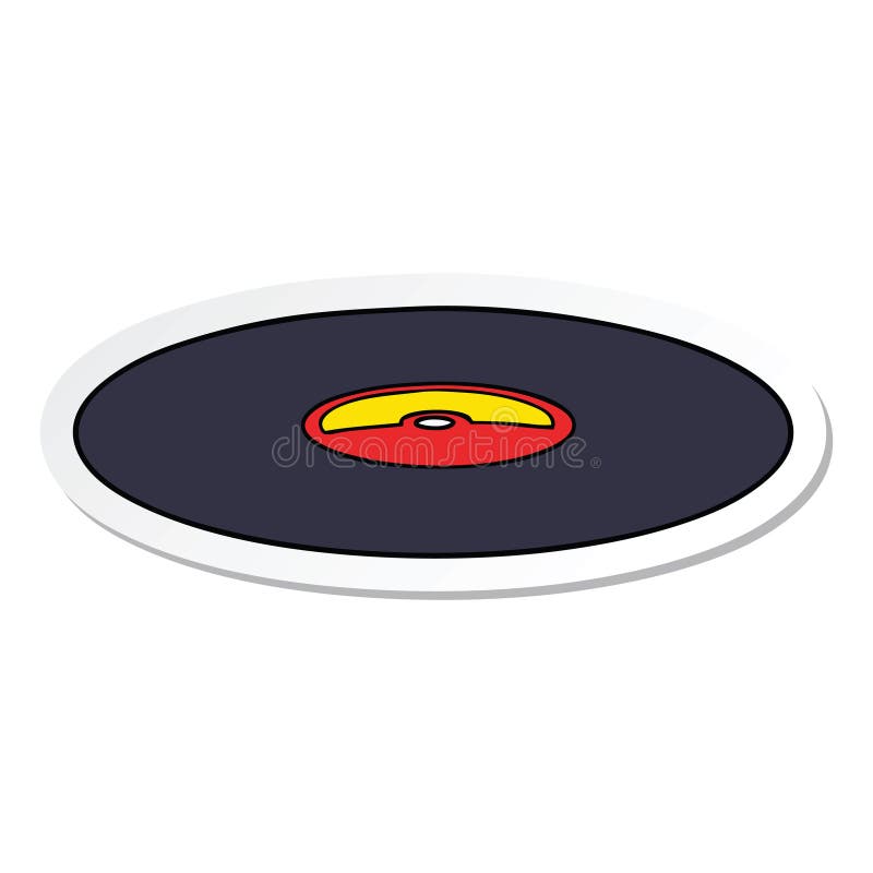 Sticker of a Cartoon Old Vinyl Record Stock Vector - Illustration of ...