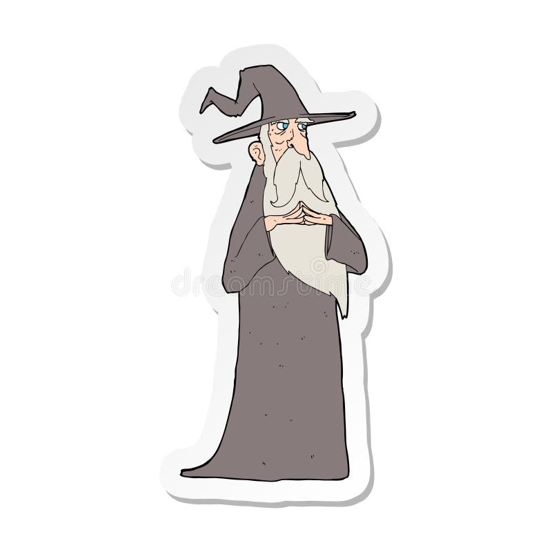 Sticker Old Wizard Beard Cartoon Character Cute Hand Stock ...