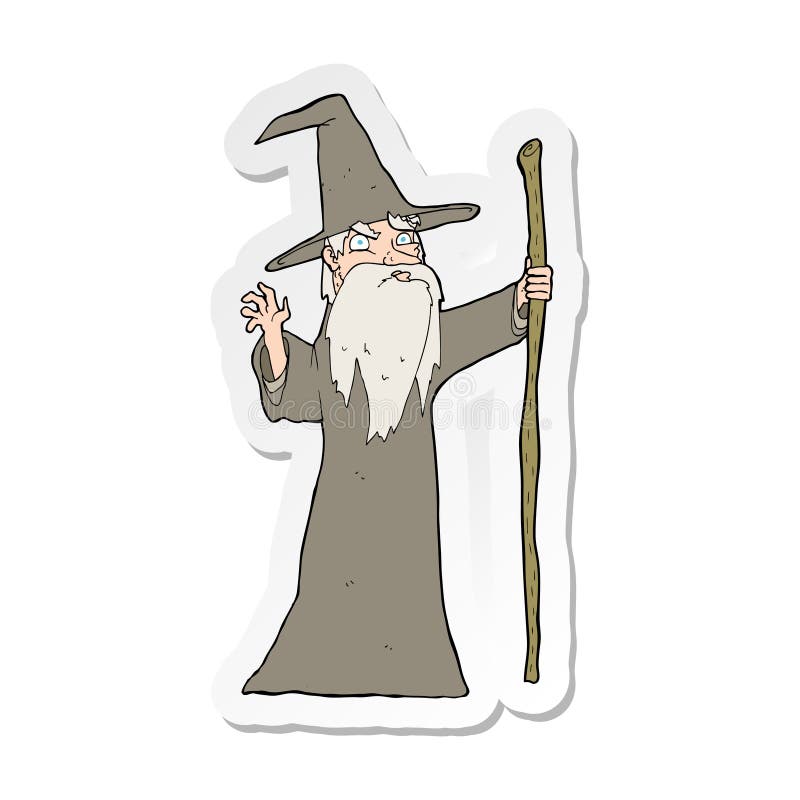 Sticker of a Cartoon Old Wizard Stock Vector - Illustration of rough ...