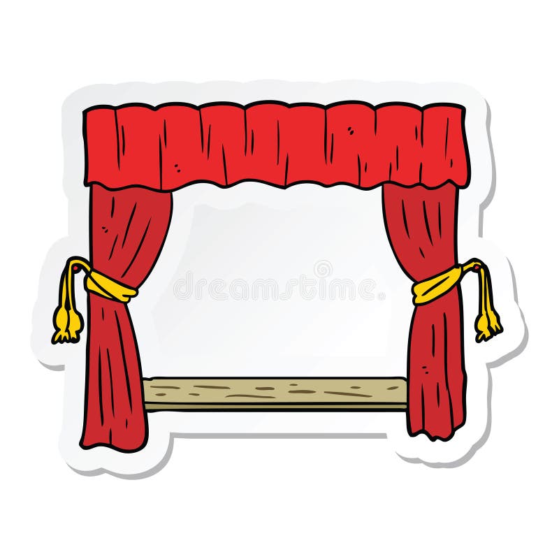 Sticker of a Cartoon Open Curtains Stock Vector - Illustration of ...