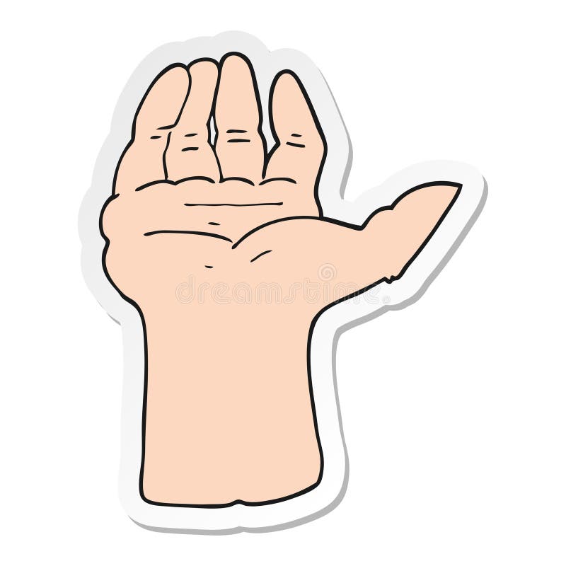 Sticker of a Cartoon Open Hand Stock Vector - Illustration of gesture ...