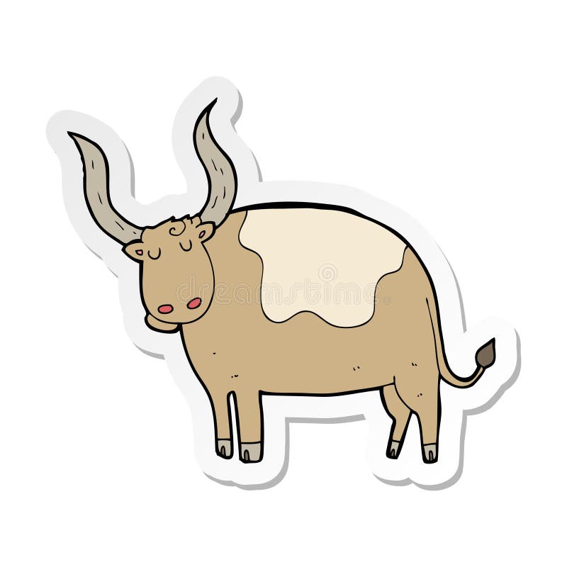 Sticker of a cartoon ox stock vector. Illustration of character - 147726196