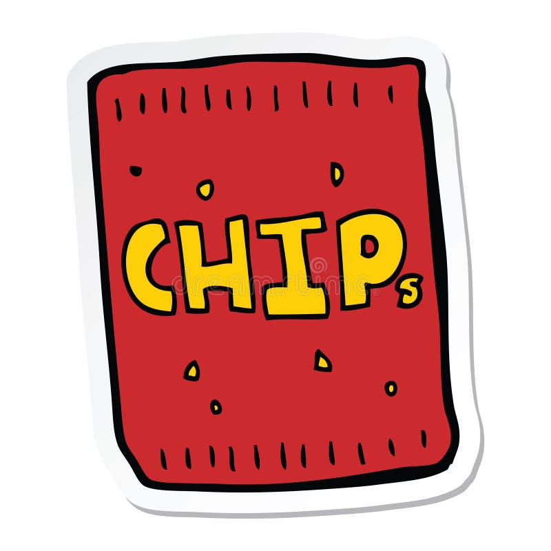 Sticker of a Cartoon Packet of Chips Stock Vector - Illustration of ...