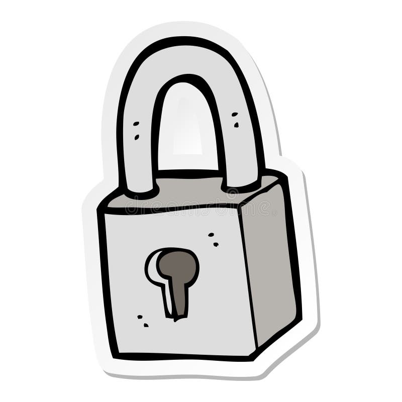 Sticker of a Cartoon Padlock Stock Vector - Illustration of quirky ...
