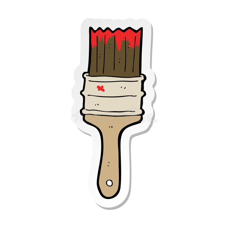 Sticker Paintbrush Paint Brush Cartoon Character Cute Hand Stock ...