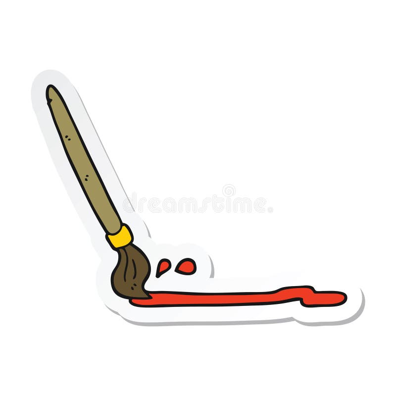 Sticker Paintbrush Paint Brush Cartoon Character Cute Hand Stock ...