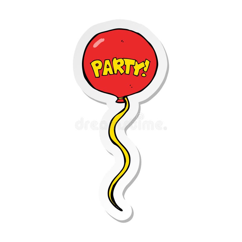 Sticker of a Cartoon Party Balloon Stock Vector - Illustration of ...