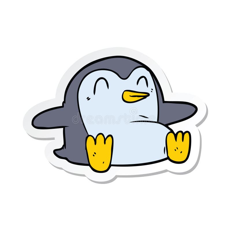 Sticker of a Cartoon Penguin Stock Vector - Illustration of decal, hand ...