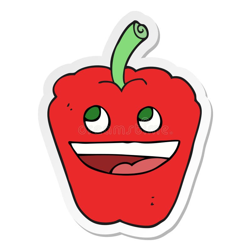 Sticker of a Cartoon Pepper Stock Vector - Illustration of organic ...