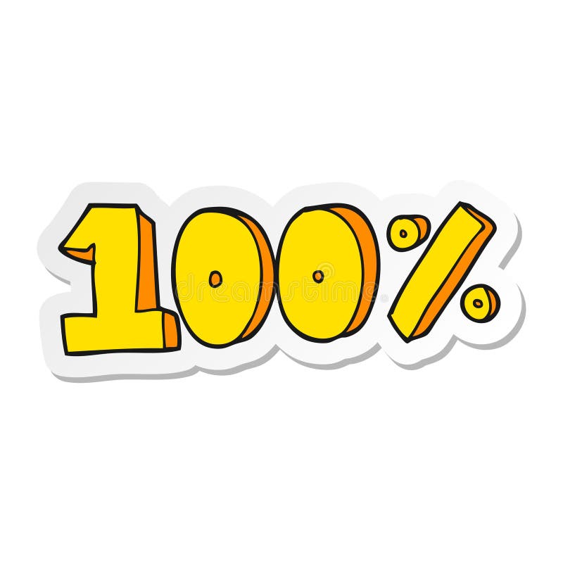 Sticker of a Cartoon 100 Per Cent Symbol Stock Vector - Illustration of ...