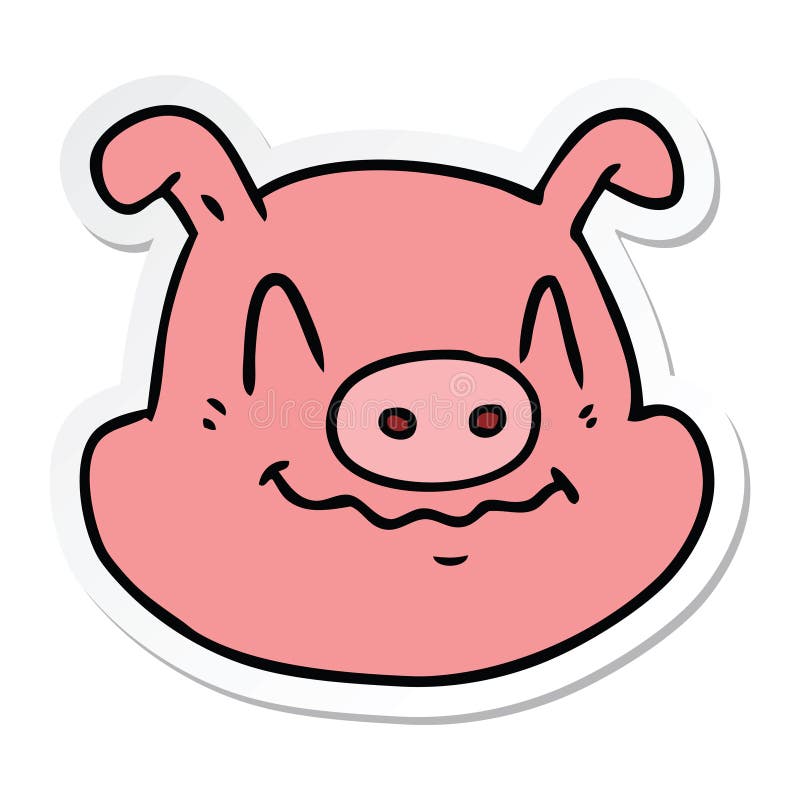 Pig Head Face Animals Cute Cartoon Sticker Label Stick Stock ...