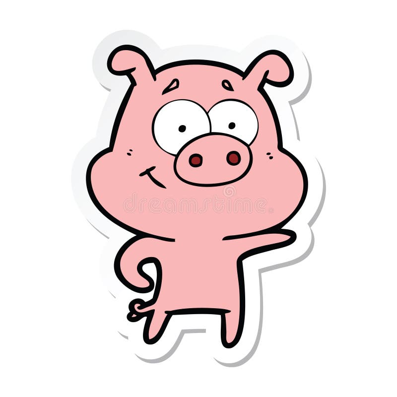 Sticker of a Cartoon Pig Pointing Stock Vector - Illustration of ...