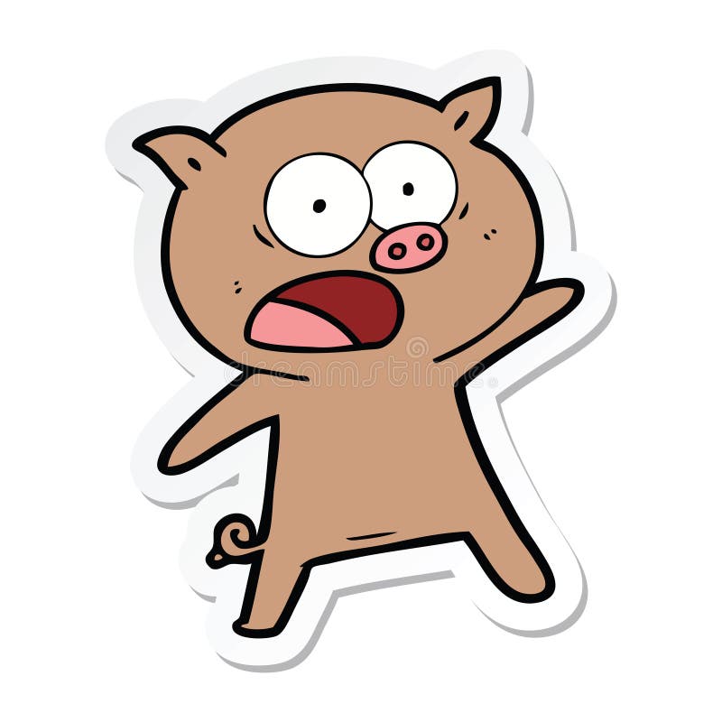 Sticker of a Cartoon Pig Shouting Stock Vector - Illustration of ...