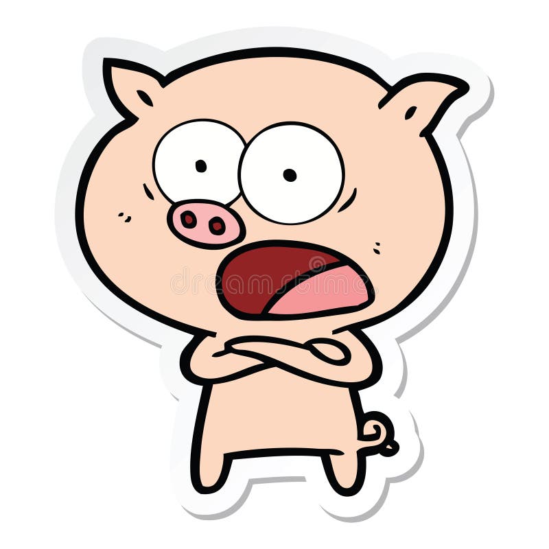 Sticker of a Cartoon Pig Shouting Stock Vector - Illustration of scared ...