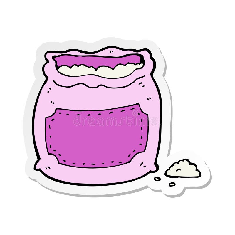 Sticker of a Cartoon Pink Bag of Flour Stock Vector - Illustration of ...