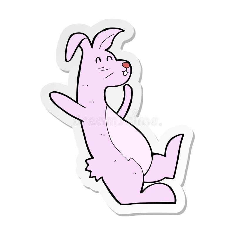 Sticker of a Cartoon Pink Bunny Stock Vector - Illustration of cheerful ...