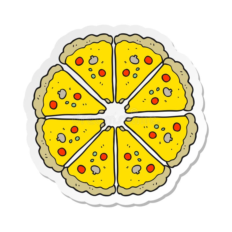Sticker of a cartoon pizza stock vector. Illustration of pizza - 147612342