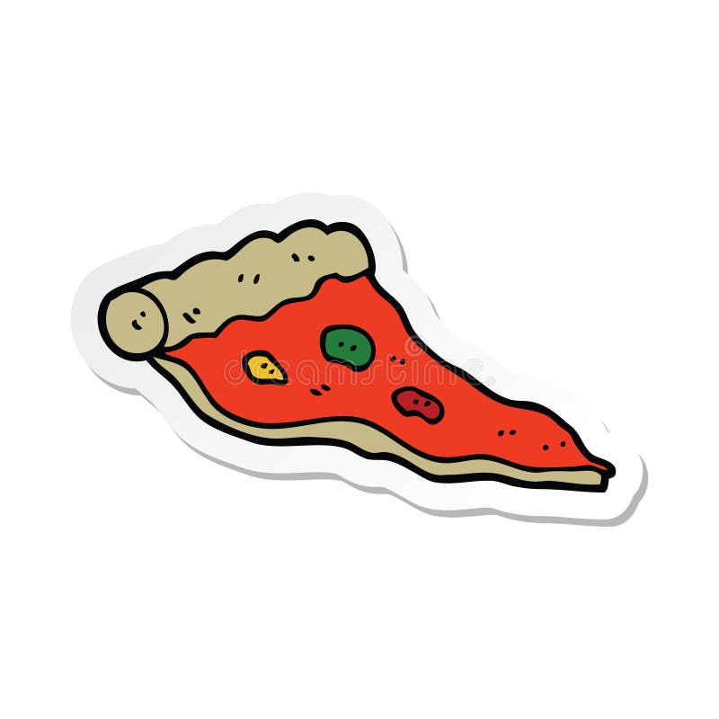 Sticker of a cartoon pizza stock vector. Illustration of slice - 147622520