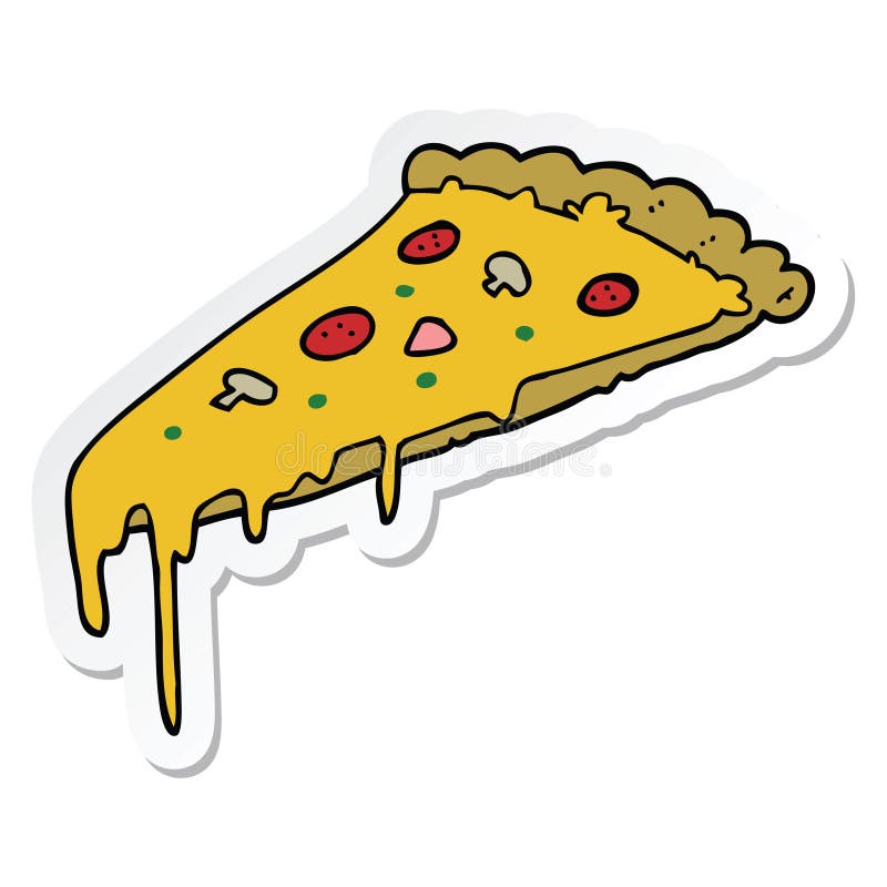 Sticker of a Cartoon Pizza Slice Stock Vector - Illustration of ...