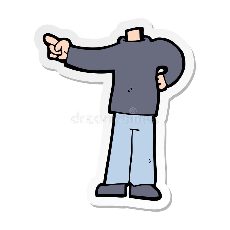 Sticker of a Cartoon Pointing Body Stock Vector - Illustration of male ...
