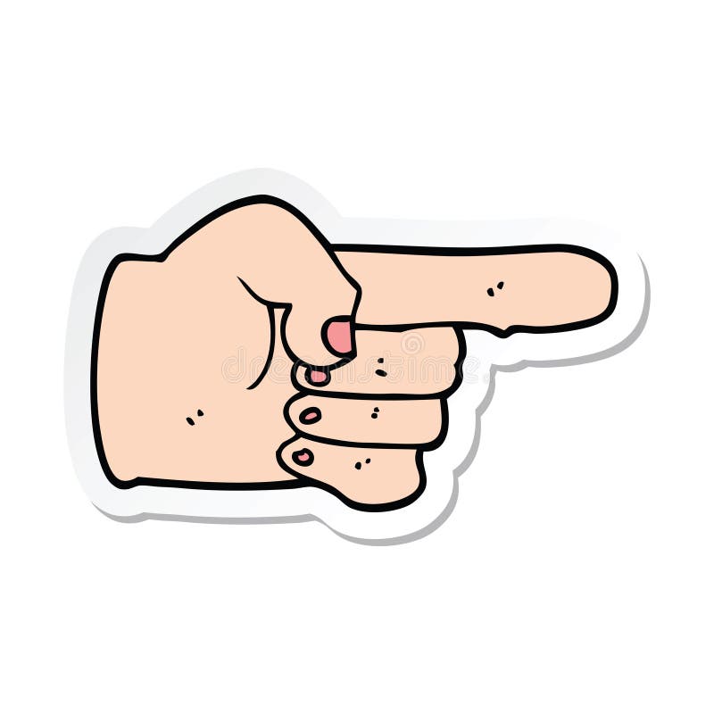 Sticker of a Cartoon Pointing Hand Stock Vector - Illustration of decal ...