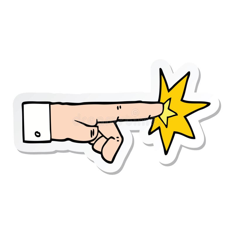 Sticker of a Cartoon Pointing Hand Stock Vector - Illustration of label ...