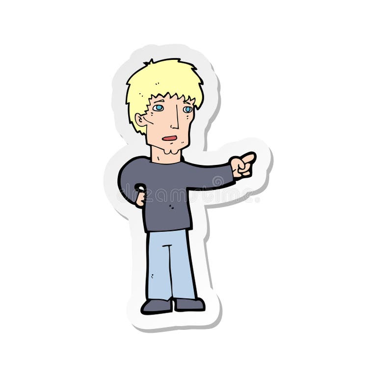 Sticker Man Male Boy Pointing Direction Cartoon Character Cheerful Clip ...