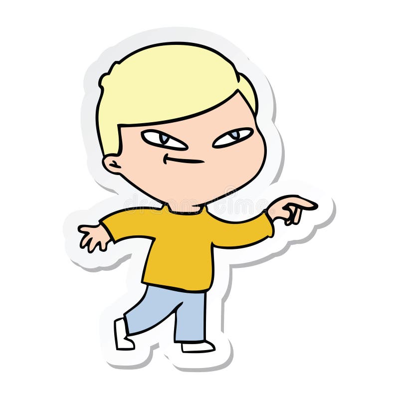 Sticker of a Cartoon Pointing Man Stock Vector - Illustration of stick ...