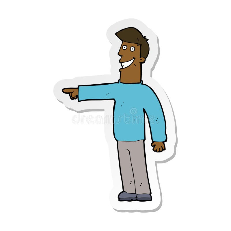 Sticker of a Cartoon Pointing Man Stock Vector - Illustration of symbol ...