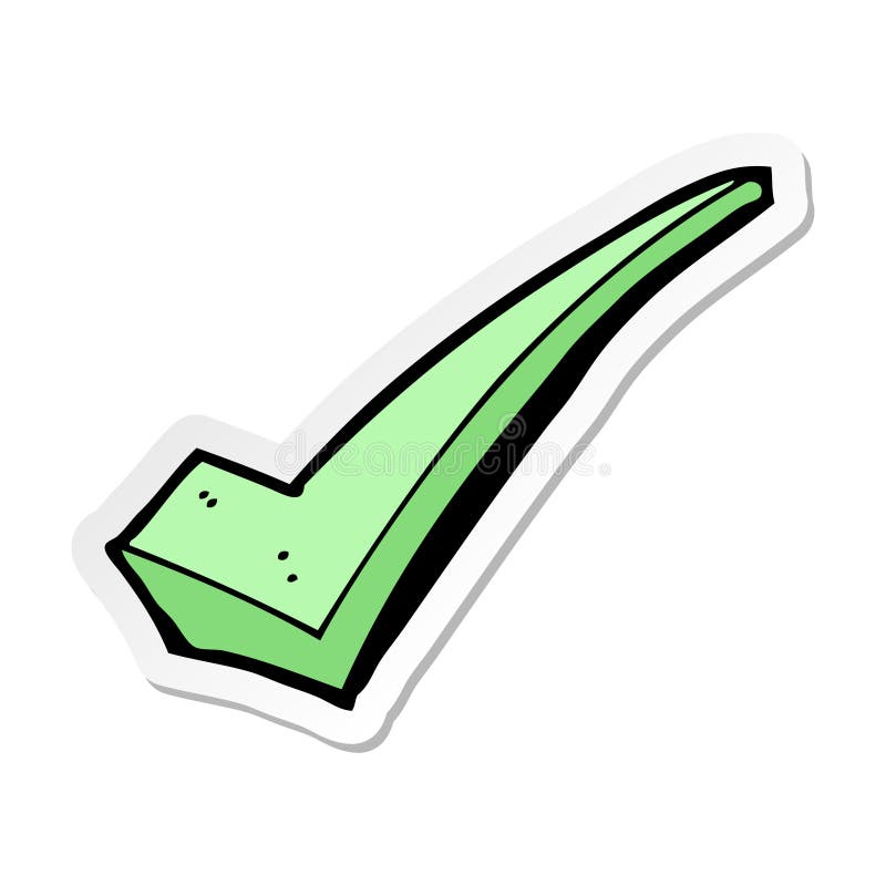 Sticker of a Cartoon Positive Tick Symbol Stock Vector - Illustration ...