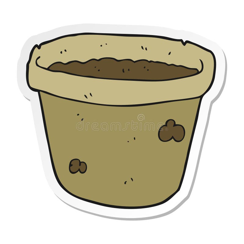 Sticker of a Cartoon Pot of Earth Stock Vector - Illustration of icon ...