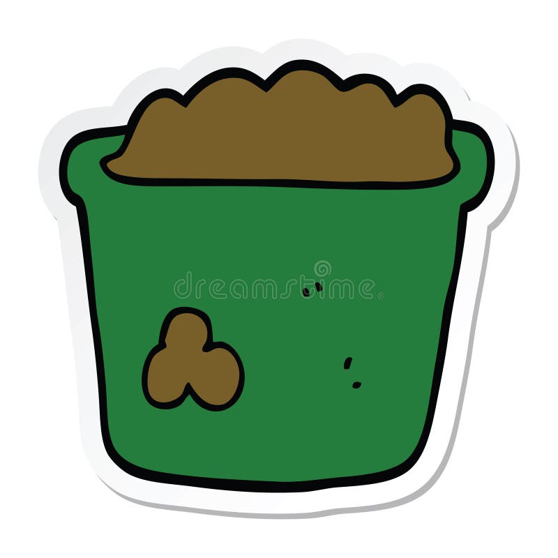 Sticker of a Cartoon Pot of Earth Stock Vector - Illustration of drawn ...
