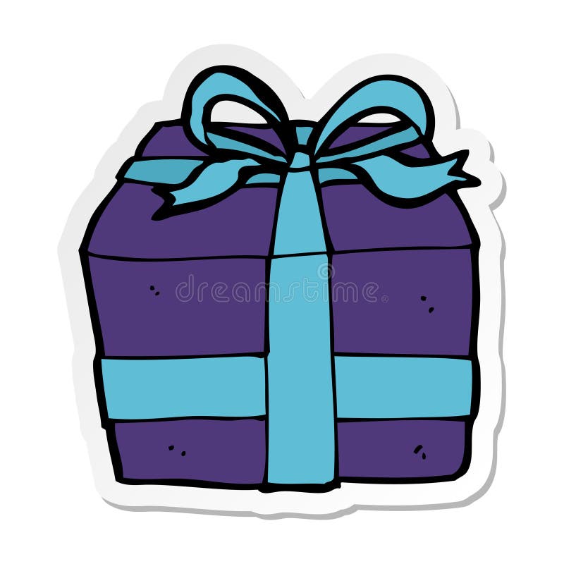 Sticker of a Cartoon Present Stock Vector - Illustration of clip, retro ...