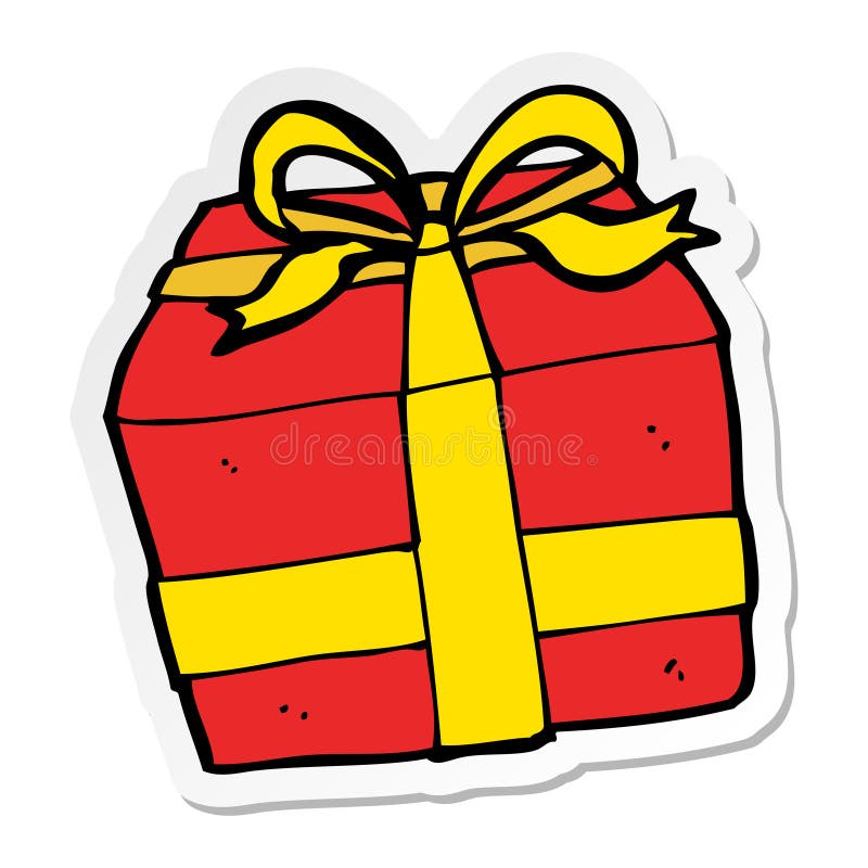 Sticker of a Cartoon Present Stock Vector - Illustration of hand ...