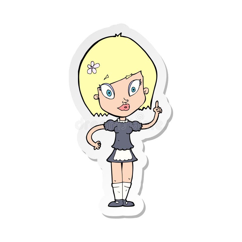 Sticker of a Cartoon Pretty Maid Stock Vector - Illustration of icon ...