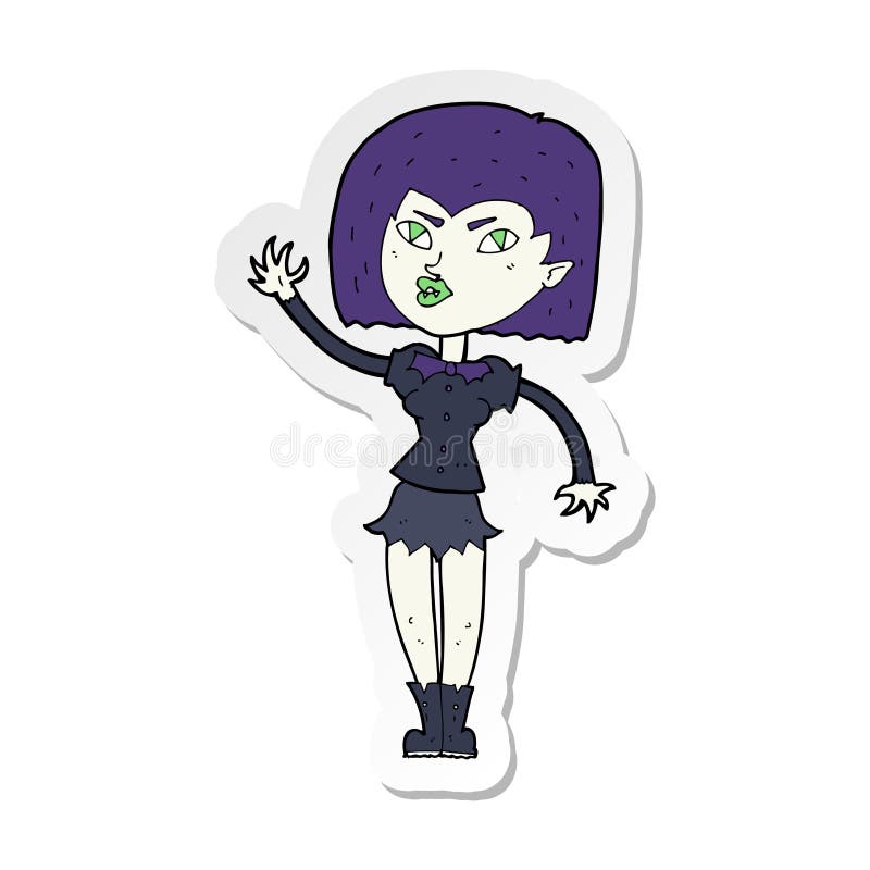 Sticker of a Cartoon Pretty Vampire Girl Stock Vector - Illustration of ...